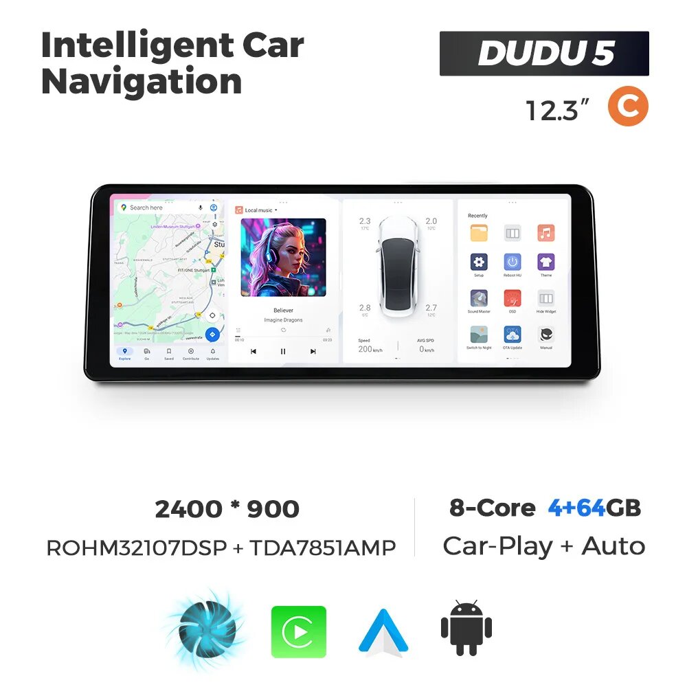 DUDUAUTO DUDU7 Android 13-проводная Carplay автомобильные интеллектуальные системы DUDU5 4-64-12.3C