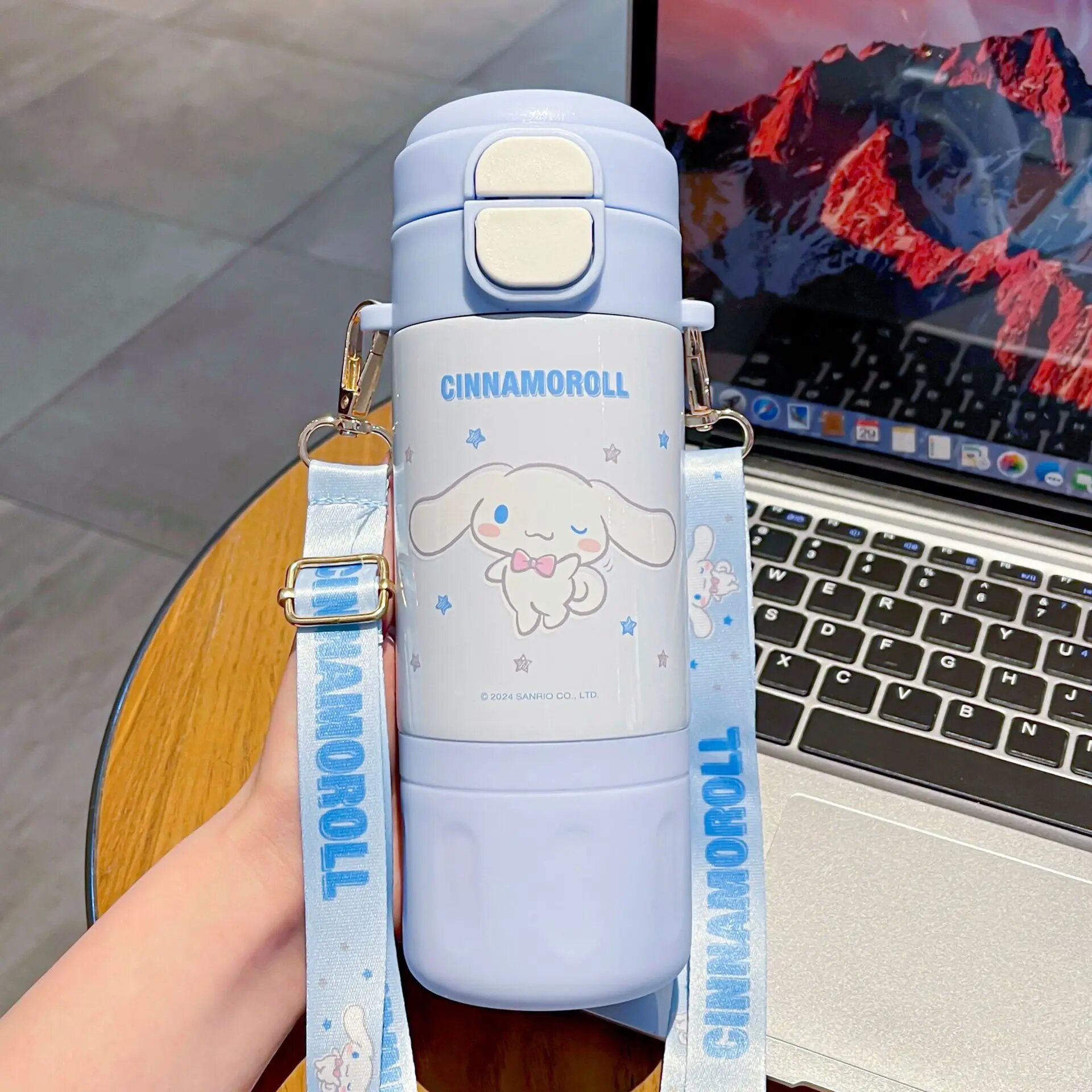 Термос MINISO 480 мл Cinnamoroll с ремешком