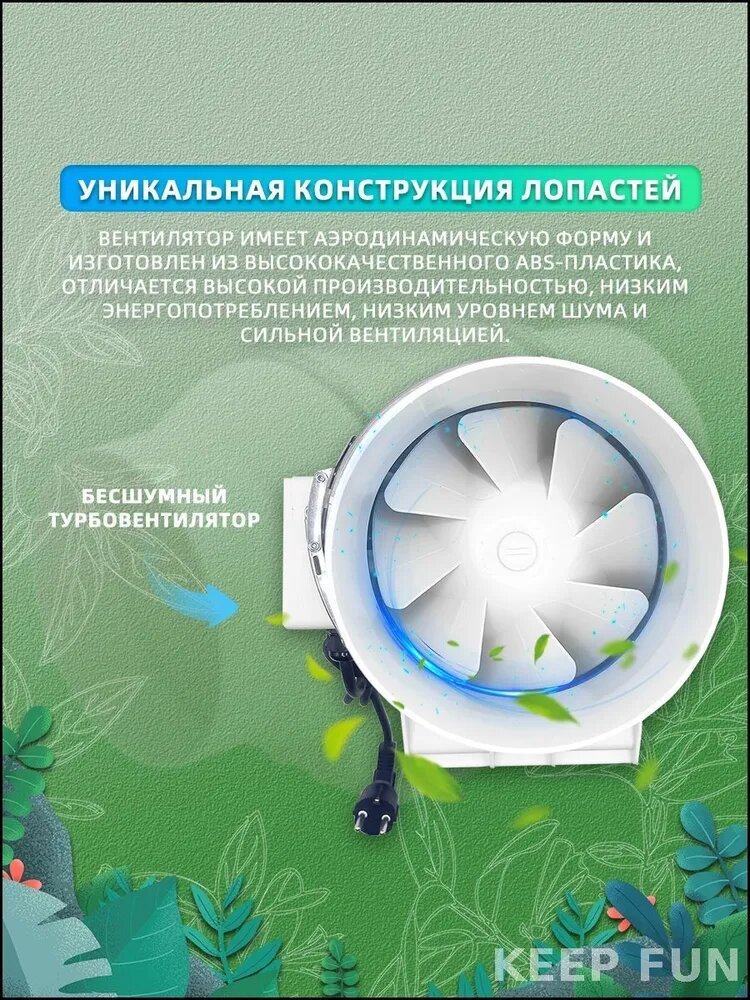Канальный вентилятор SKYSNIP 125 для вентиляции 310 м³/ч, пластиковый корпус, 125 мм — фото 1