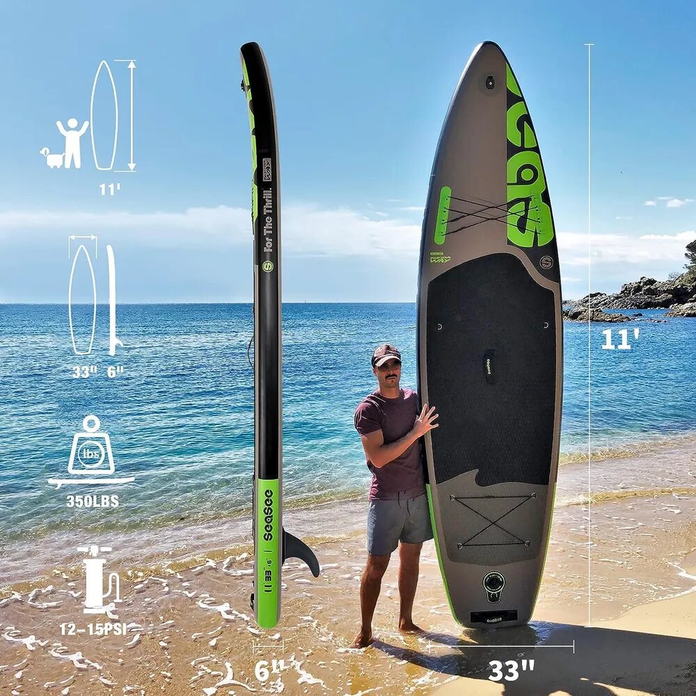 SEASEE SUP-доска для туризма 335x84x15 см с полным комплектом, зеленый — фото 1