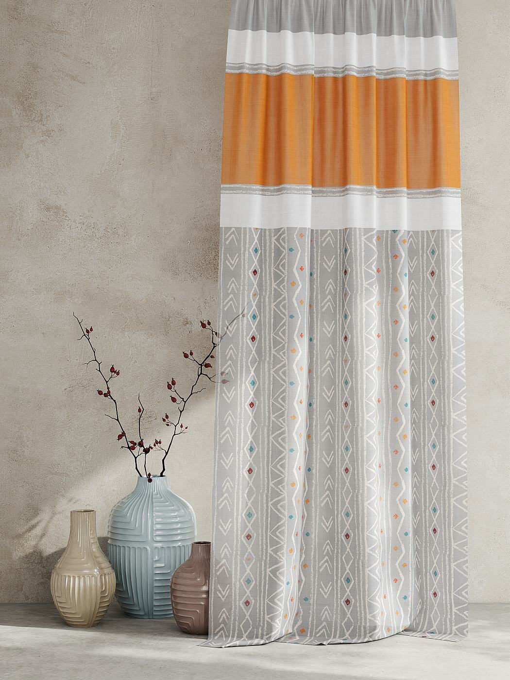 Штора для спальни и гостиной готовая 150x270 см с рисунком (595015-270)