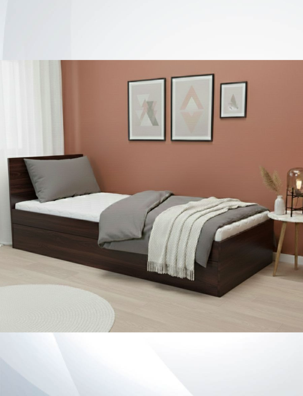 Кровать односпальная ЛДСП сп. м. 80х200 см, Венге (настил в комплекте)