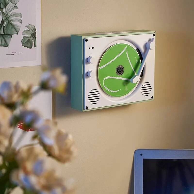 Ретро многофункциональный портативный фонограф, настенный, рулетка, Bluetooth, домашний проигрыватель компакт-дисков, зеленый