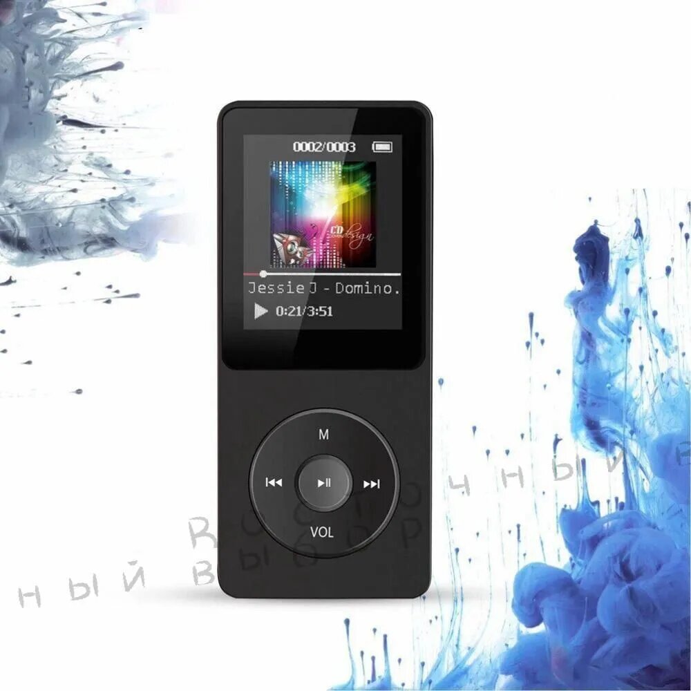 MP3-плеер с Bluetooth, черный, поддержка MP3 и WAV, с FM-тюнером и диктофоном — фото 1