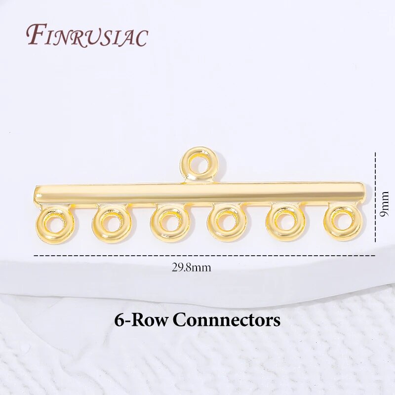6-Row коннектор для браслета, 18K Gold Plated, 29.8x9 мм