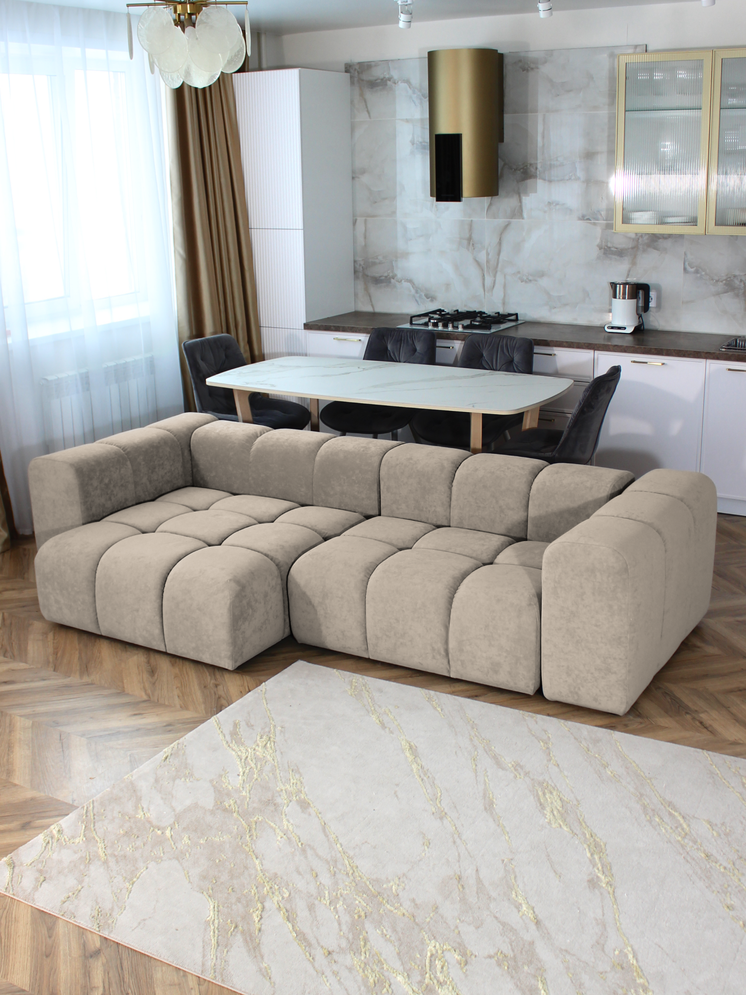 Диван модульный Квадро, бежевый, 280х140х62