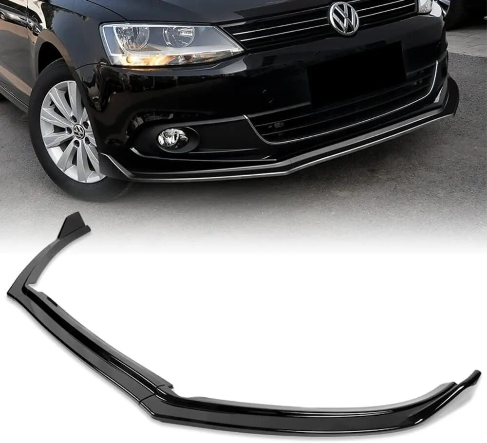 Накладка на передний бампер Volkswagen Jetta MK6 (2012-2014), 5 шт, черная, для тюнинга и защиты