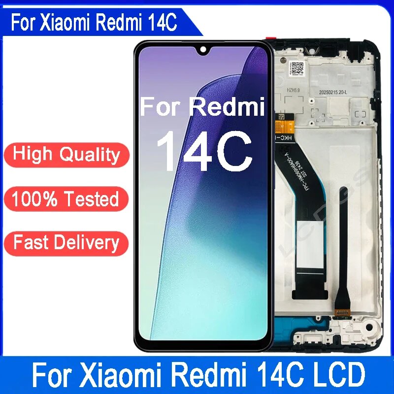 6,88-дюймовый дисплей для Xiaomi Redmi 14C 2411DRN47C, ЖК-экран, сенсорная панель, Black No Frame
