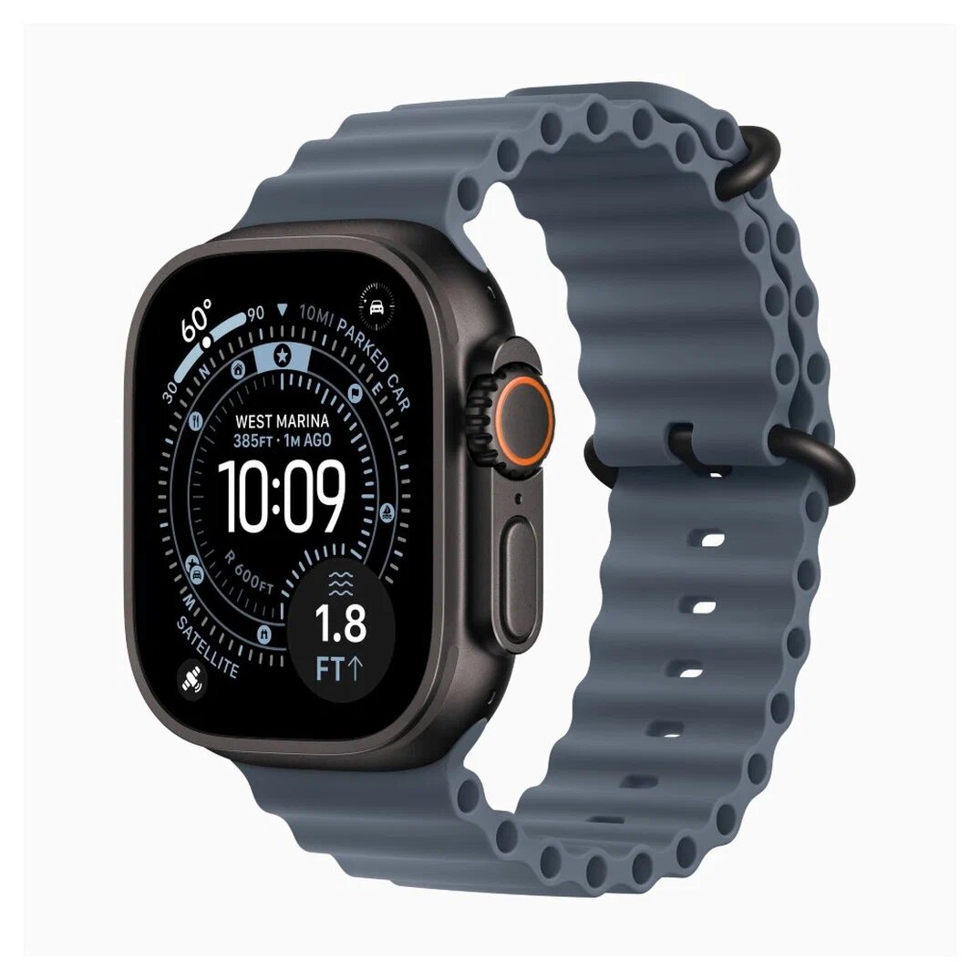 Apple Watch Ultra 3 (2025) 49mm Black Titanium Case with Anchor Blue Ocean Band (GPS + Cellular)