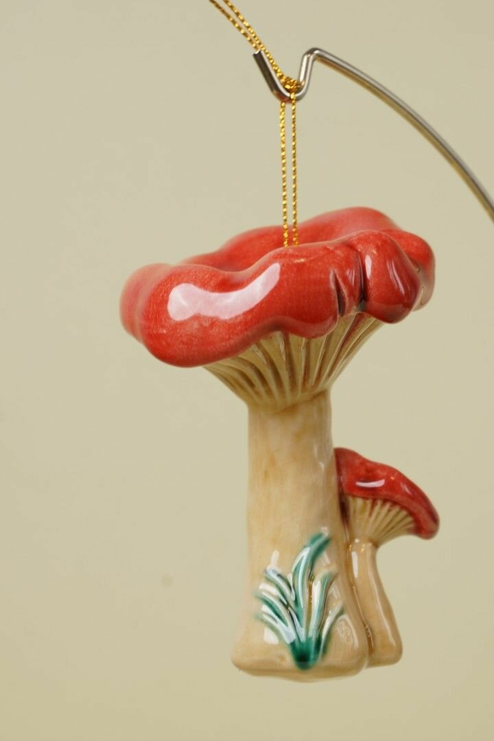 Ёлочная игрушка "Волнушка". Ярославская майолика. Керамика ручной работы. Сделано в России.