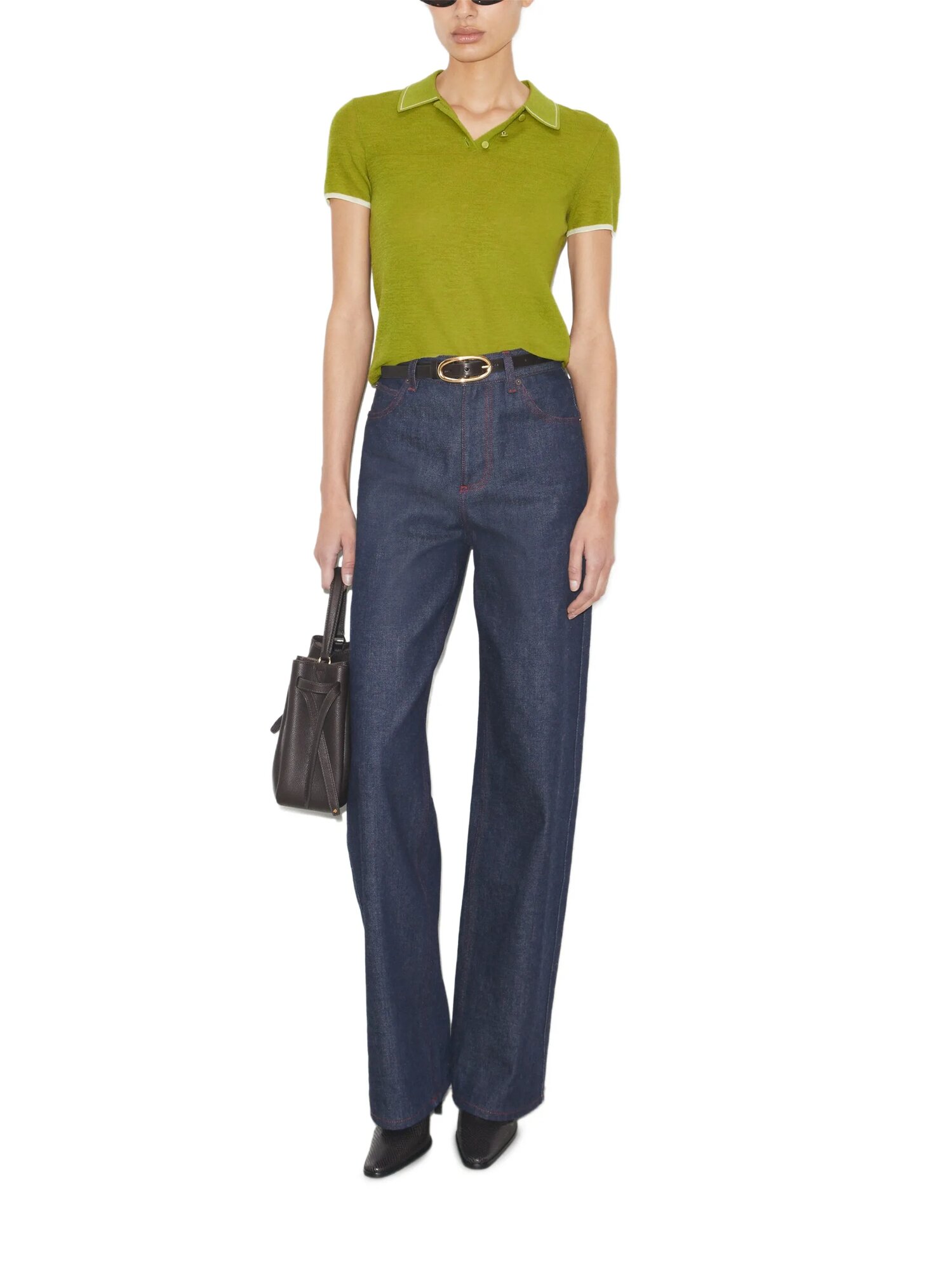 Топ Tory Burch Wool polo top, размер L, зеленый, — фото 1