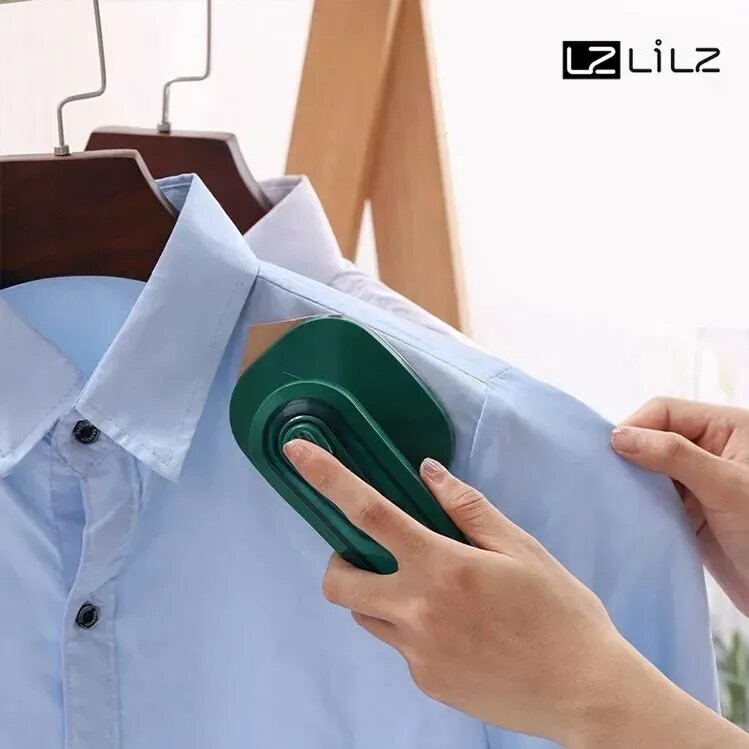 Утюг дорожный миниатюрный для одежды LILZ с функцией распыления и вертикальным отпариванием темно-зеленый — фото 1