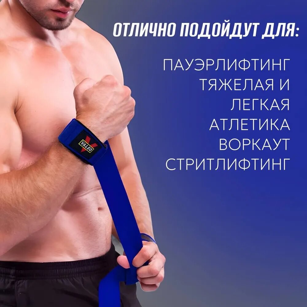 Лямки для становой тяги AYTEO синие для комфортного ношения и долговечного использования, универсальный размер с неопреновой прокладкой — фото 1