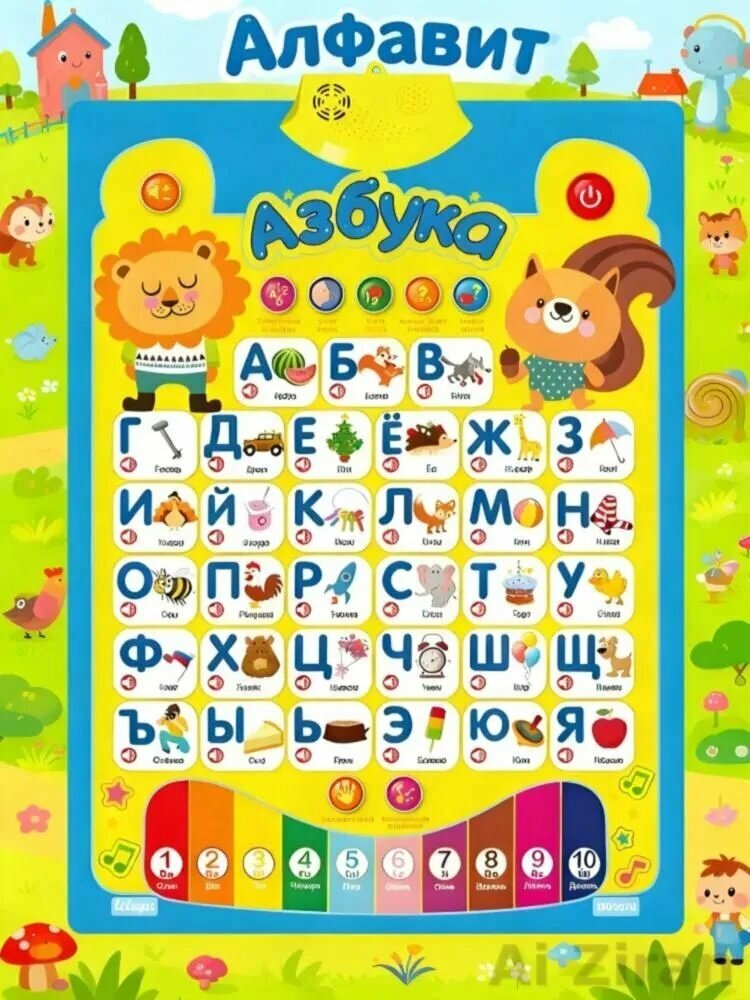 Интерактивный плакат Русский алфавит и звуки для малышей 9H