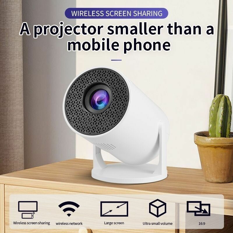 Гобо-проектор для фильмов, Мини проектор, С поддержкой и Wi-Fi, белый