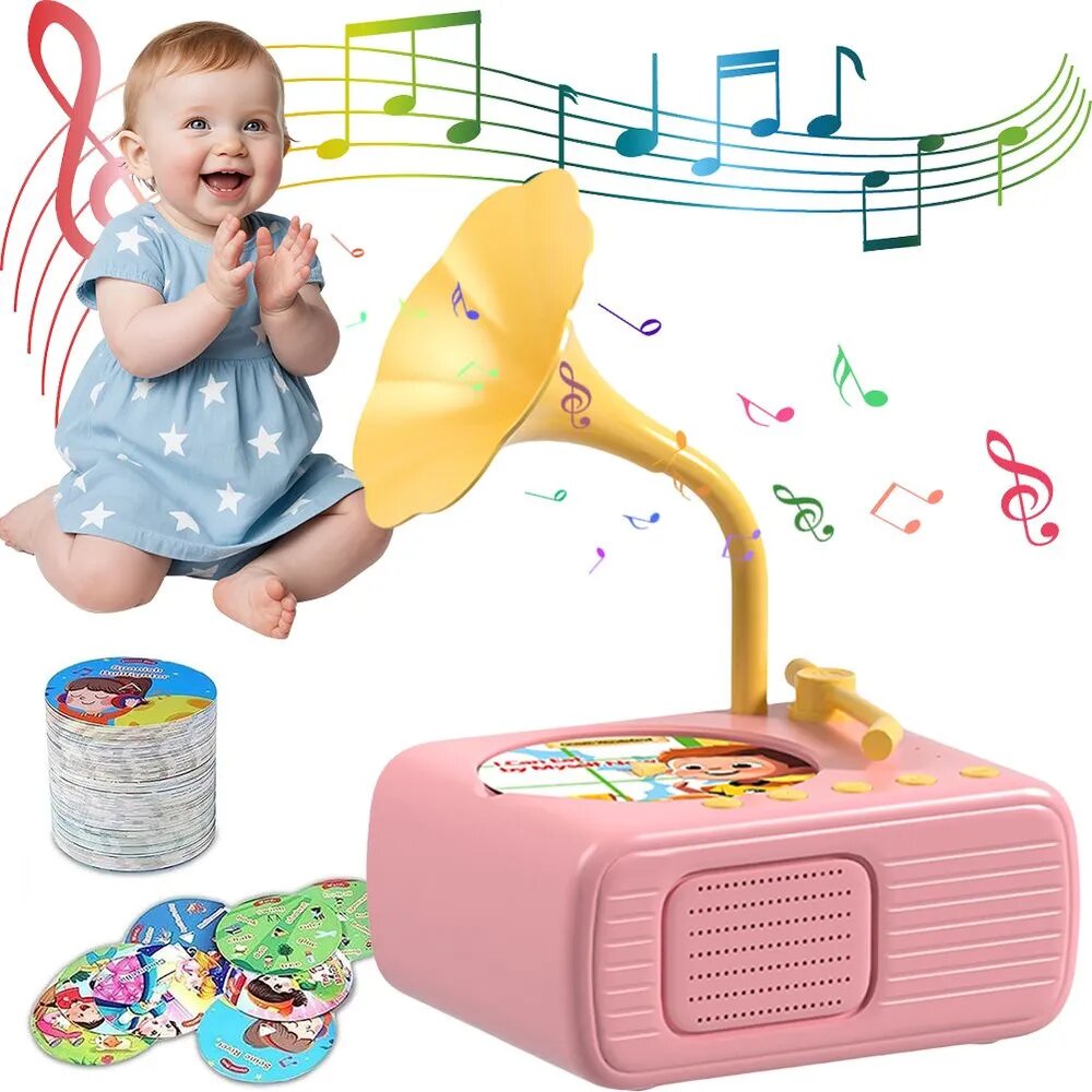 Детский проигрыватель с функцией записи, розовый, 5 Вт, аккумуляторный