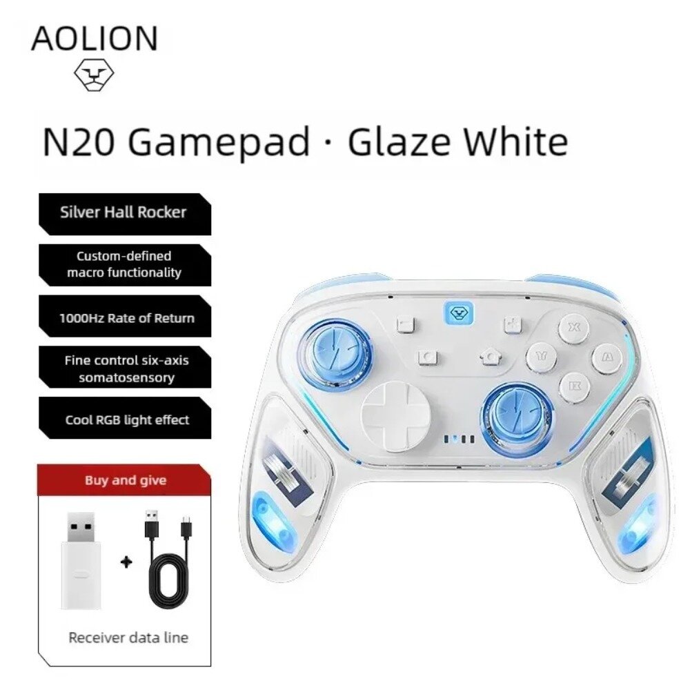 AOLION N20 Беспроводной геймпад Bluetooth, крутая RGB подсветка, подходит для Nintendo Switch