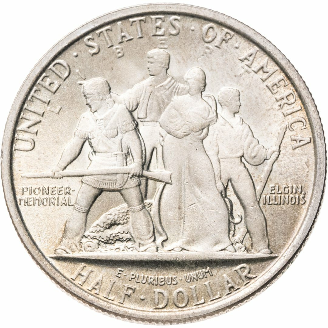 США 50 центов 1/2 доллара, half dollar 1936 "100 лет городу Элджин", Серебро 900, в сохранности UNC