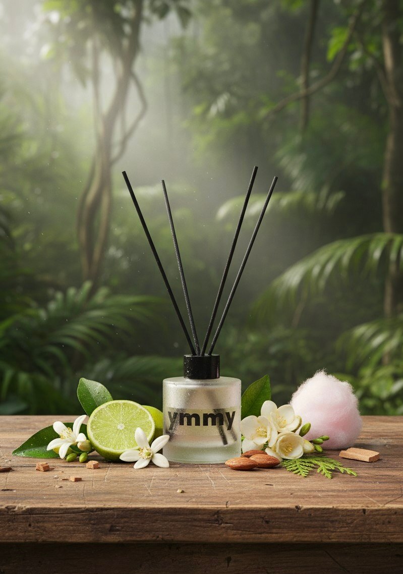 Аромодиффузор ymmy "Сочный Лайм", ручная работа, стекло, 100мл