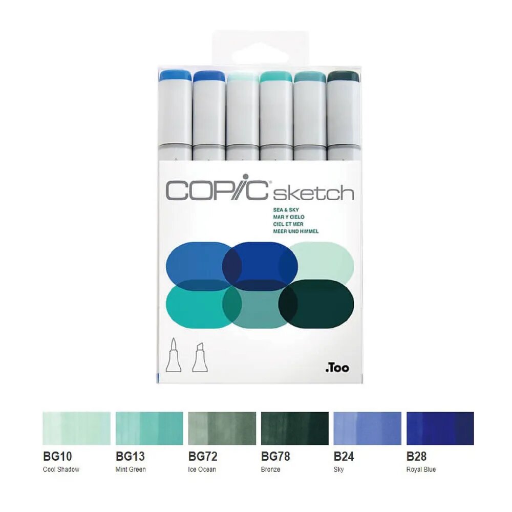Copic Маркер Спиртовой, 6 шт. для скетчинга, для флипчарта