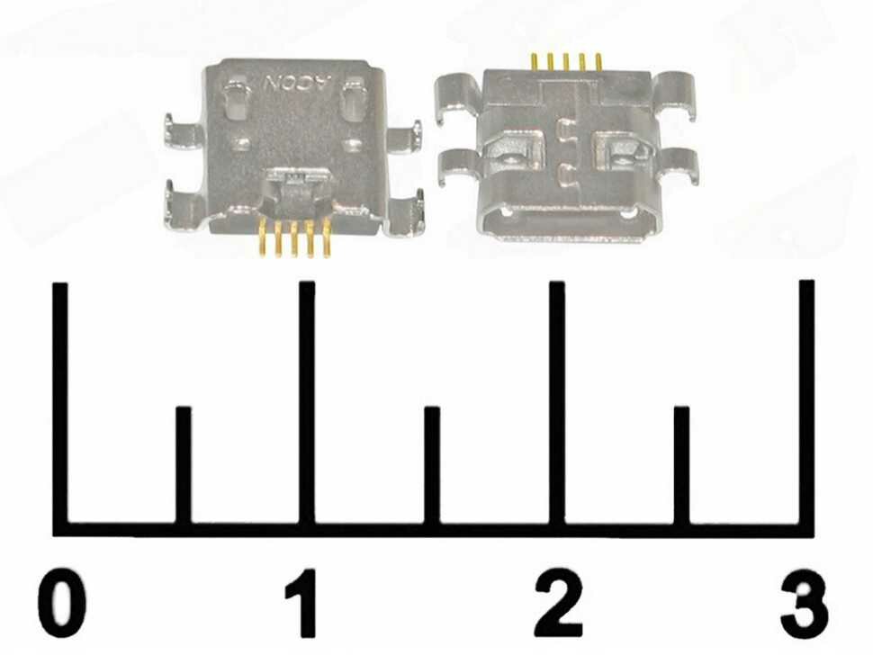 Разъем питания micro USB 5pin гнездо (с) 4 крепежа Asus Google Nexus 7 (РЗ-7963)
