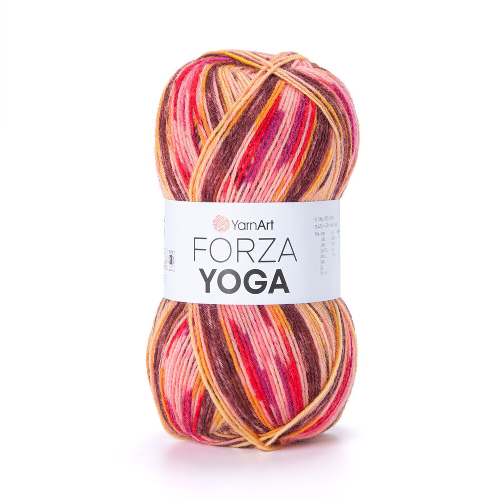 Пряжа для вязания YarnArt Forza Yoga 2501 желтый оранжевый малиновый 100 гр/420 м 75% шерсть, 25% полиамид
