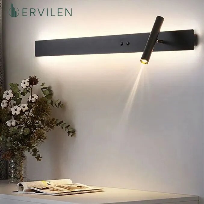 ERVILEN Настенный светильник, Светодиодный, Черный, 600 мм, 80 мм, 120 мм, IP20, 220В
