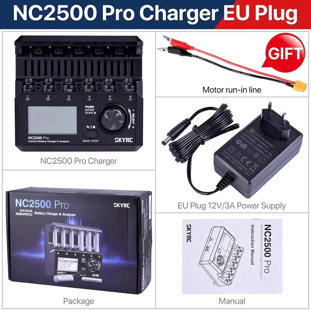 Зарядное устройство для аккумуляторов SKYRC MC3000 NC2500 Pro / NC2200 для AA AAA NiMH универсальное перезаряжаемое BT LCD умное зарядное устройство