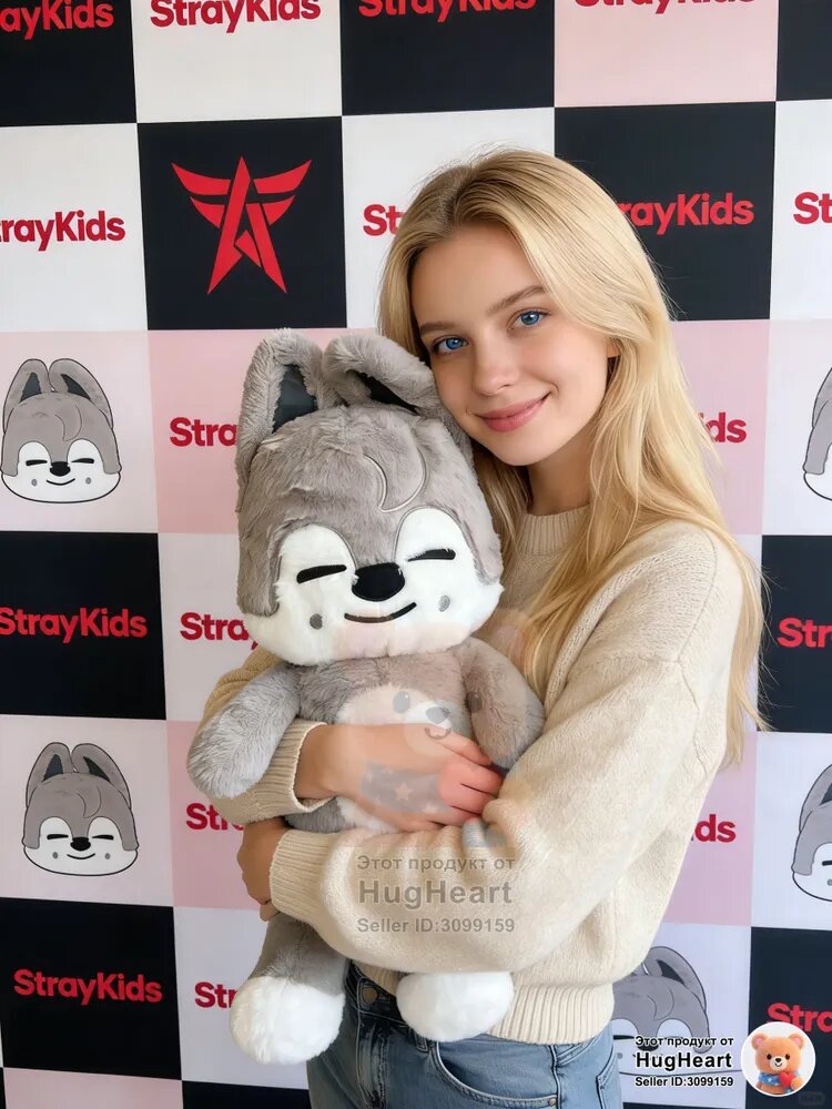 SKZOO 50cm Сидящая Кукла Straykids KARMA Мягкая игрушка 50 см, для детей и взрослых