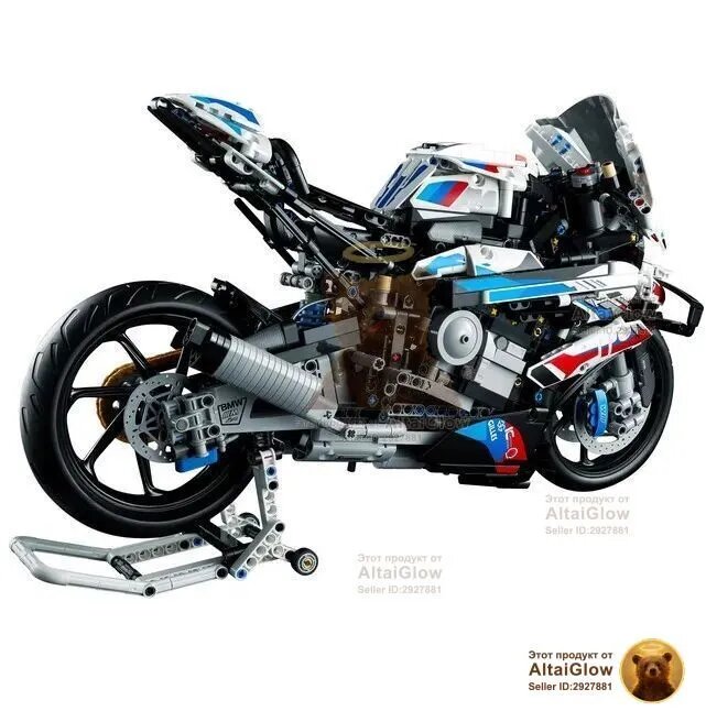 Пластиковый конструктор мотоцикла BMW M 1000 RR 1920 деталей, длина 46 см — фото 1