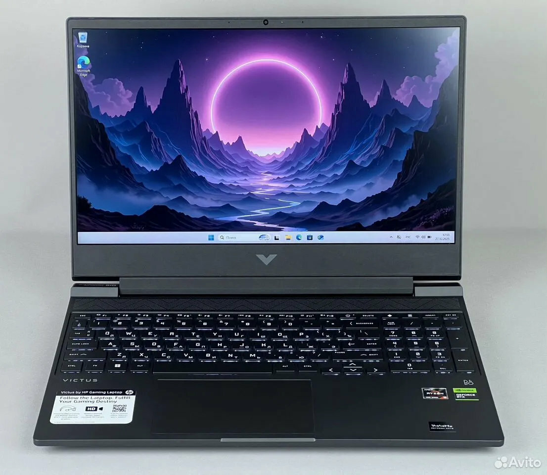 Игровой ноутбук HP Victus Laptop 15, Ryzen 5, RTX 2050, 8GB RAM, SSD 512GB, 15", 144Hz