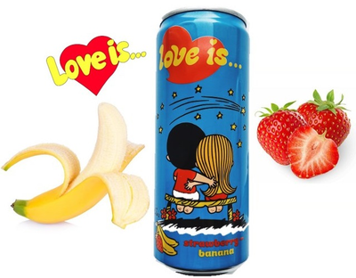 Газированный напиток LOVE IS Strawberry-Banana (Клубника-Банан), 330 мл х 1 шт.