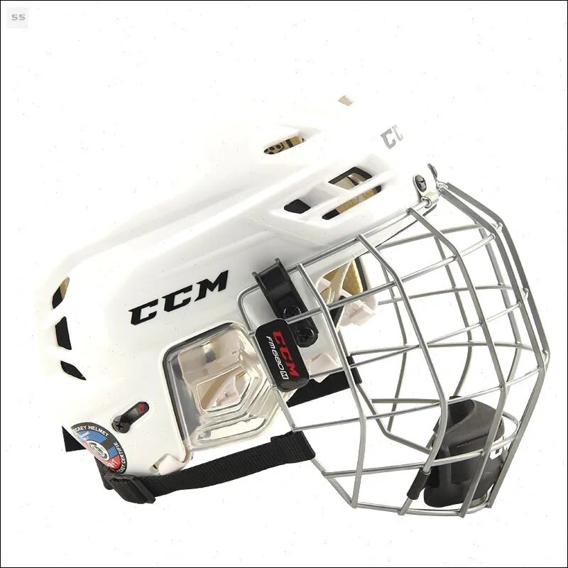 Шлем защитный CCM для хоккея, размер: 55-59, белый, для взрослых и детей