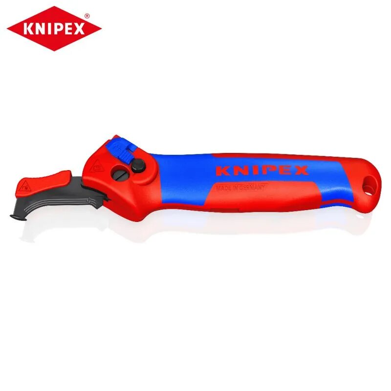 Нож для зачистки KNIPEX 16 50 145 SB с трехступенчатым фиксатором лезвия, складной безопасный инструмент для зачистки проводов