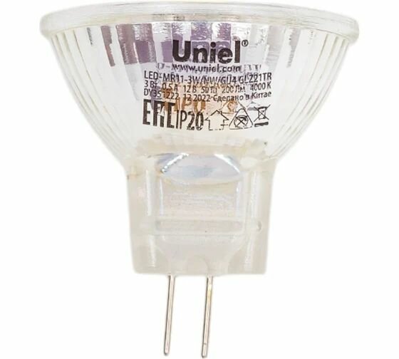 Светодиодная лампа Uniel LED-MR11-3W/NW/GU4 GLZ21TR, 12V