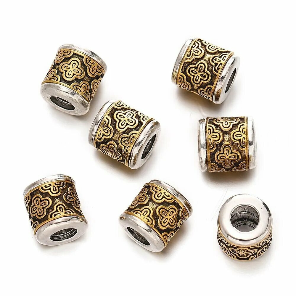 Рондели/бусины металлические DIY "Бочонок", металлический сплав, гальваника, цвет серебро, 5 штук