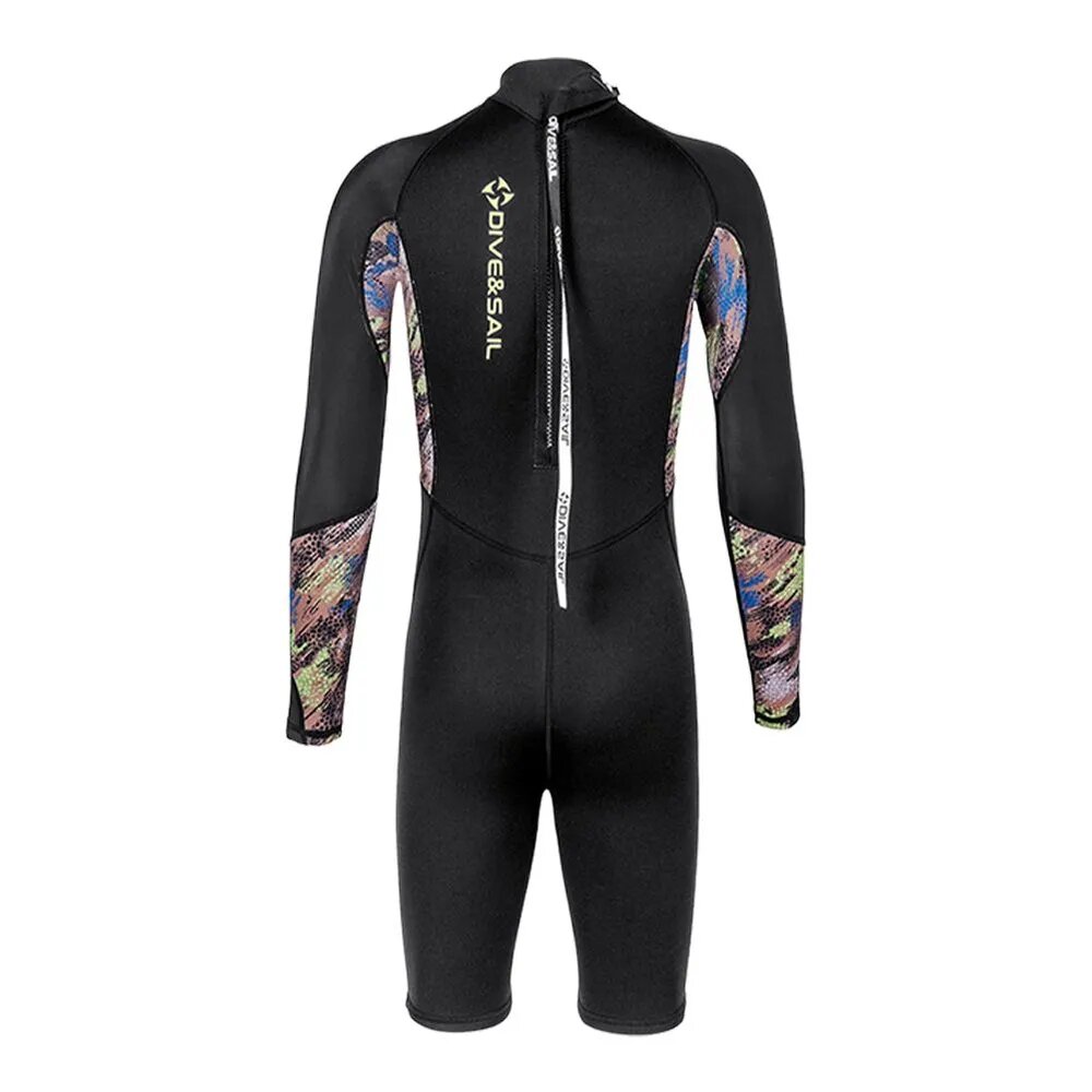 Гидрокостюм DIVE&SAIL для мужчин, неопрен, черный, длинный рукав, короткая штанина