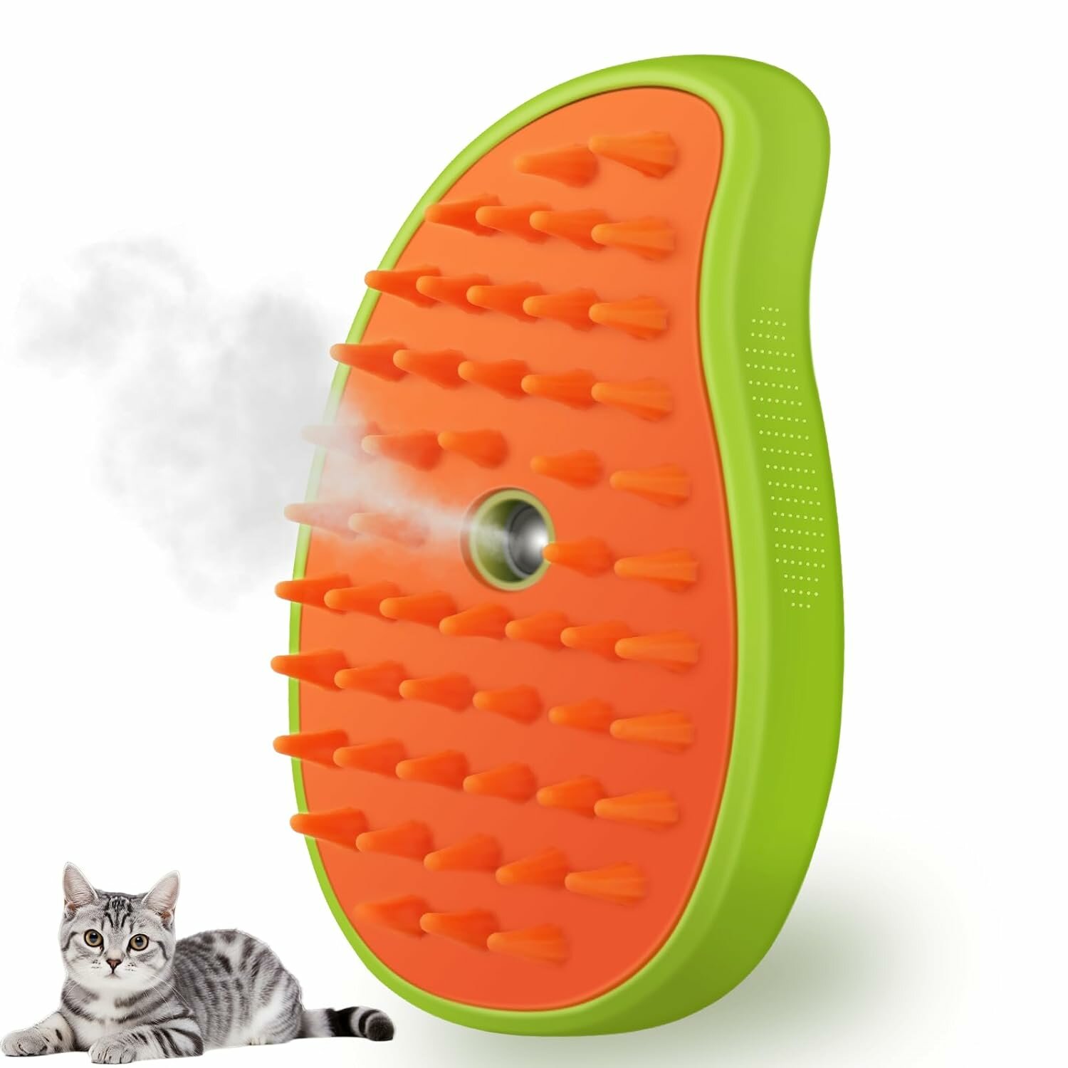 Cat Steam Brush 3 in 1, Steamy Brush Cleanser for Dogs and Cats, Silicone Massage Grooming Comb with Misting Function, Mango Yellow