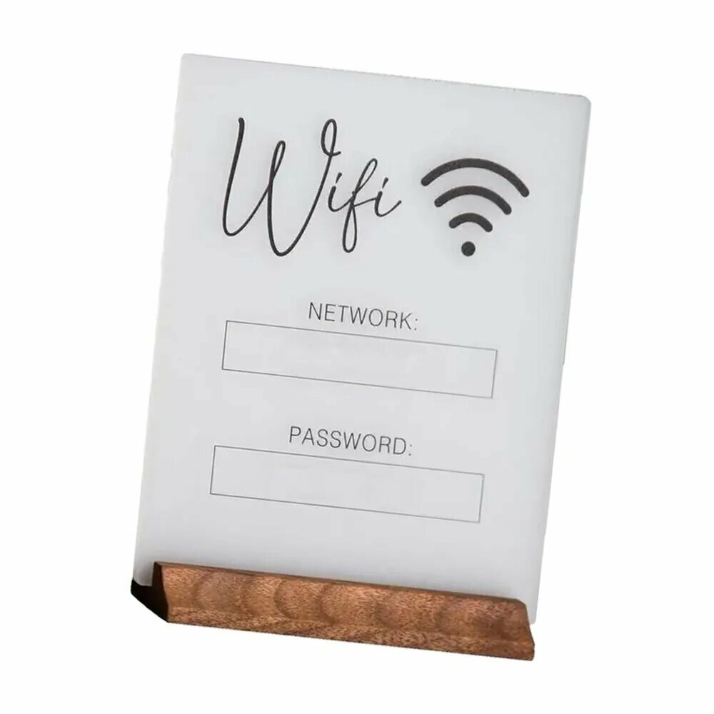 Настольная вывеска для Wi-Fi пароля из акрила с деревянной основой, четкая и большая, для кафе и магазинов