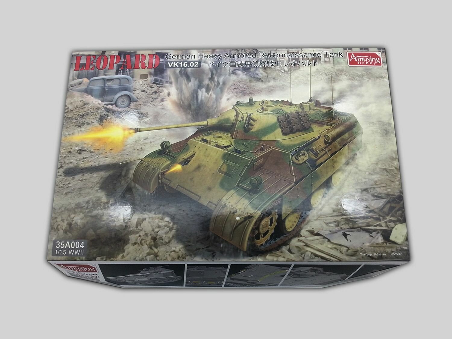 Сборная модель Amusing Hobby 35A004 Немецкий танк VK 16.02 Leopard 1/35 с фототравлением, сегментные гусеницы