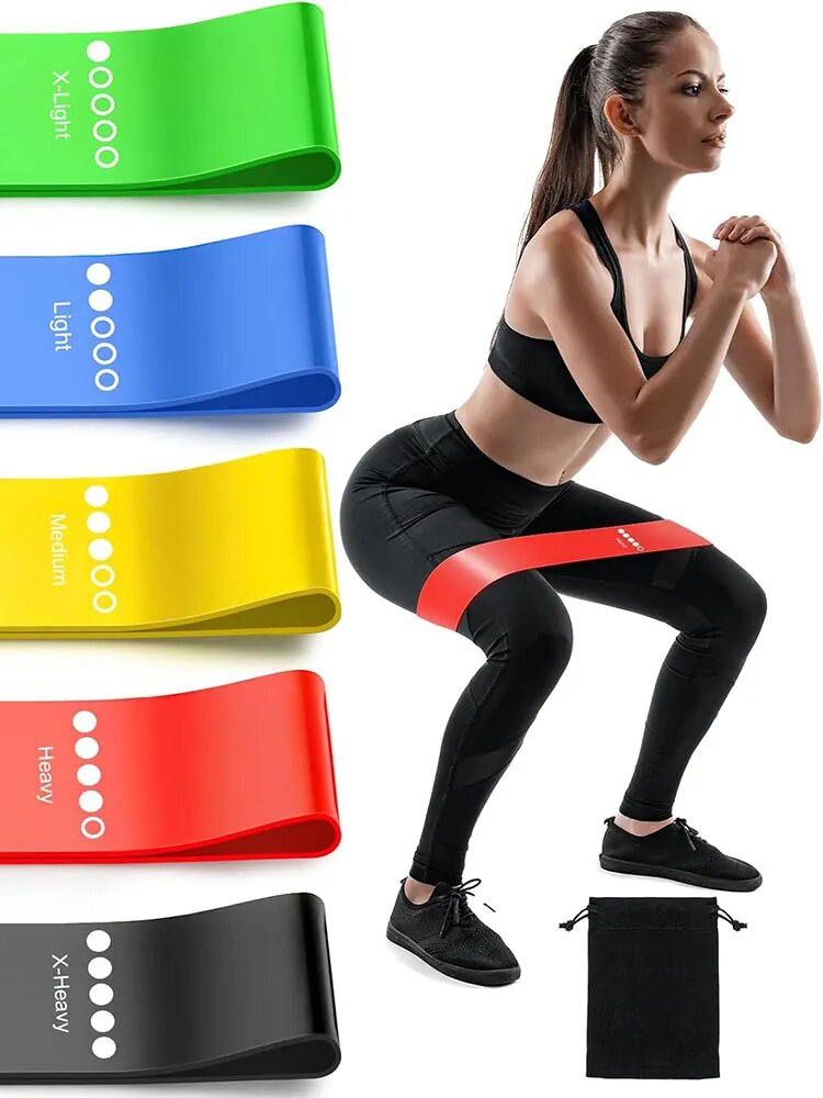 Набор эспандеров (фитнес-лент) с разным сопротивлением. Для силовых тренировок, йоги и пилатеса дома.