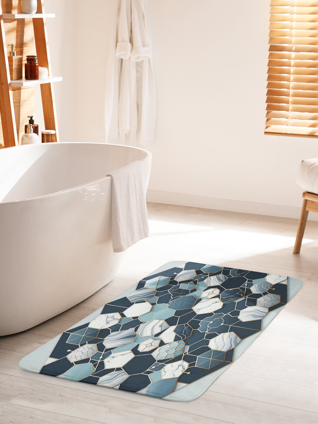 Коврик для ванной комнаты и туалета противоскользящий "Декор из элементов" 60х100 см, JoyArty