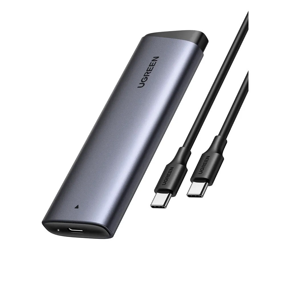 Бокс внешний для жесткого диска UGREEN CM767 M.2 NVME Hard Drive Enclosure 10Gbps с кабелем USB-C-USB-C. серый 35267_
