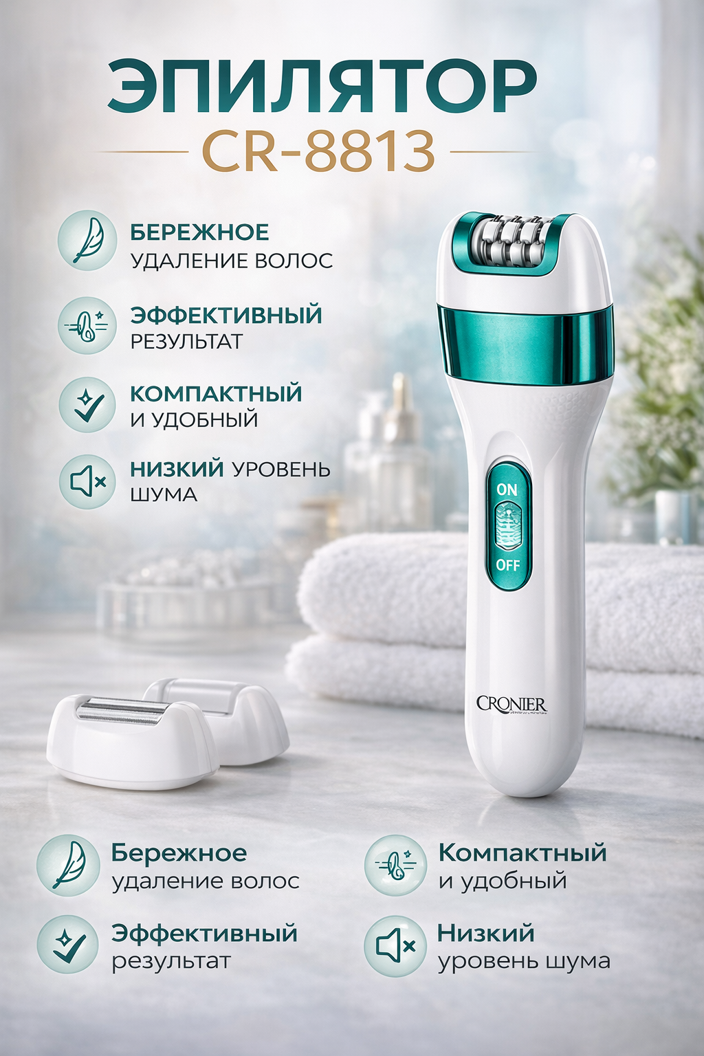 Эпилятор CR-8813 для бережного удаления волос, компактный и эффективный — магазин ProgTech