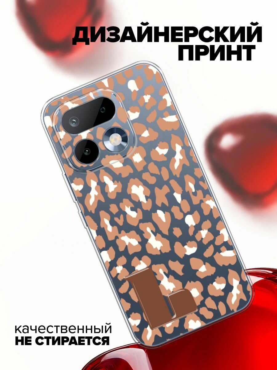 Силиконовый чехол на Realme 16 Pro / Реалми 16 Про с принтом Буква L в леопарде — фото 1