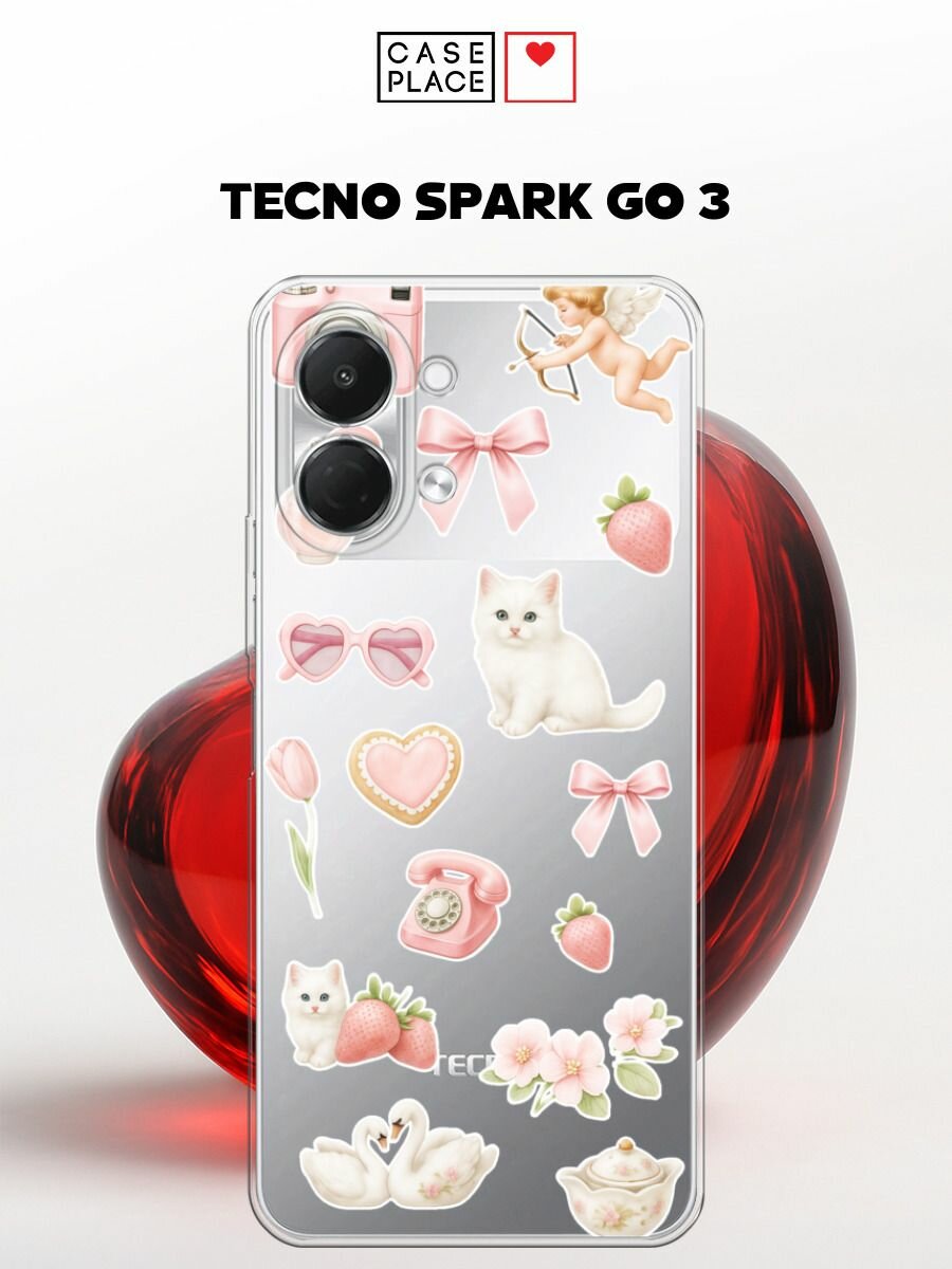 Чехол на Tecno Spark Go 3 / Текно Спарк Го 3 с принтом Коллаж для девочки