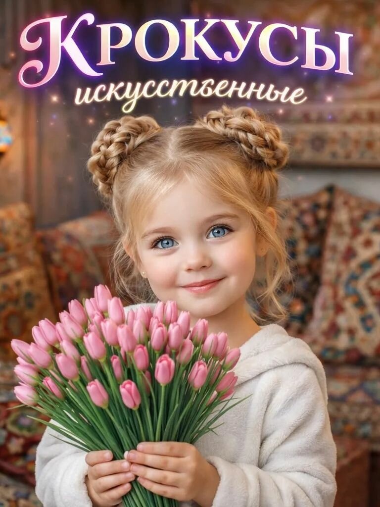 Крокусы искусственные 3шт. цветы для декора или на кладбище