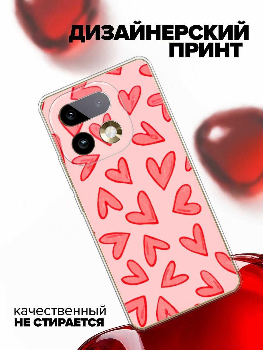 Чехол на Realme 16 Pro+ / Реалми 16 Про+ с принтом Меловые сердечки паттерн — фото 1
