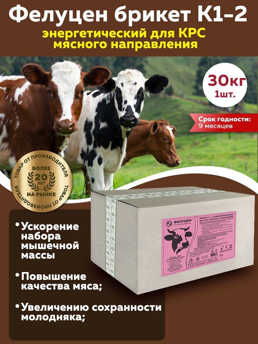 Кормовая добавка Фелуцен К1-2 Энергетический для КРС мясного направления, 30кг