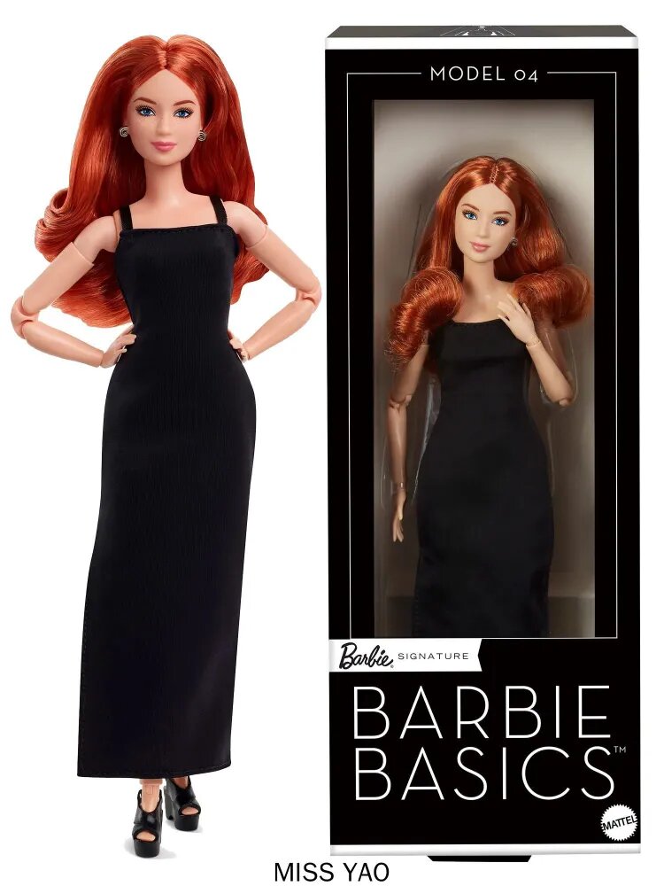 Кукла Barbie Basics Model 04 с рыжими волосами в черном платье 30 см